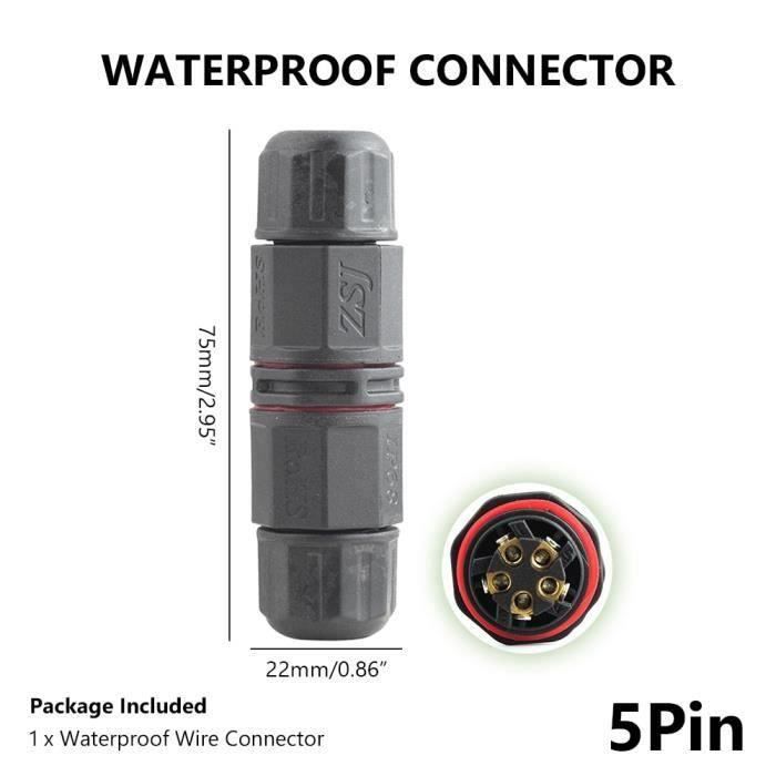 FINE-5Pin I Shape -Connecteur étanche IP68 2 3 4 5 broches ensemble d'adaptateur électrique ...