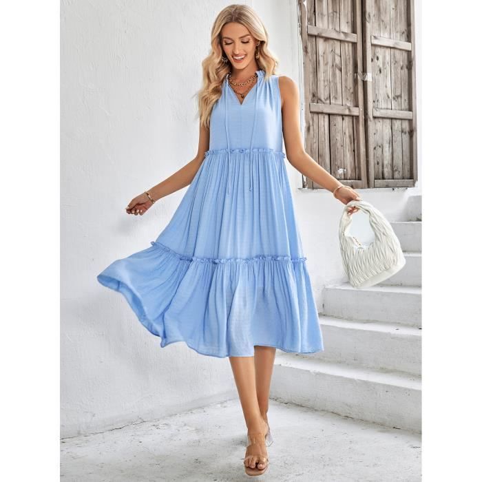 ROBE 2023 nouvelle robe Casual V - neck sans manches rafraîchissant été ...