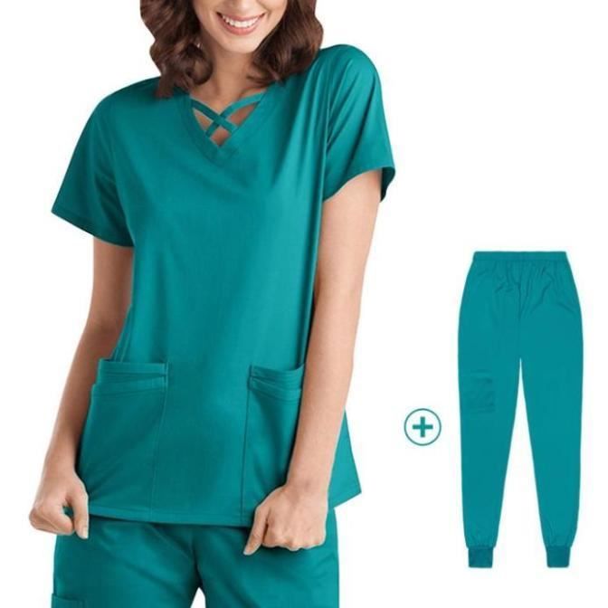 BLOUSE PROFESSIONNELLE Tshirt + Pantalon Uniforme d'infirmière Travail ...