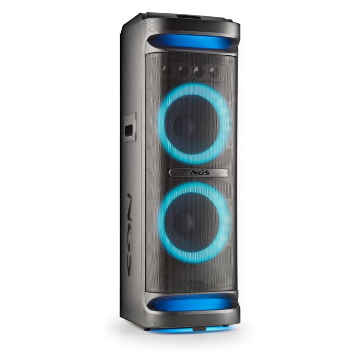 NGS WILD SPACE 3: 4000W Party Speaker BT/TWS, USB/AUX, LED, poignées, 2 entrées micro ...