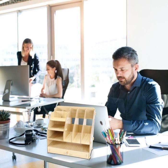 1PC Support de Dossier Papier en Bois Étagère boite de rangement - bac ...