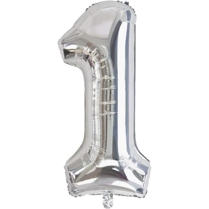100Cm Geant Ballon Chiffre 1 Argent 42-Pouces, 0 1 2 3 4 5 6 7 8 9 ...