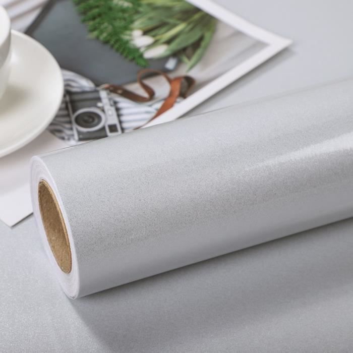 Papier peint,Shiny Gray-40cm x 5m--Papier Peint Vinyle Auto-adhésif En ...