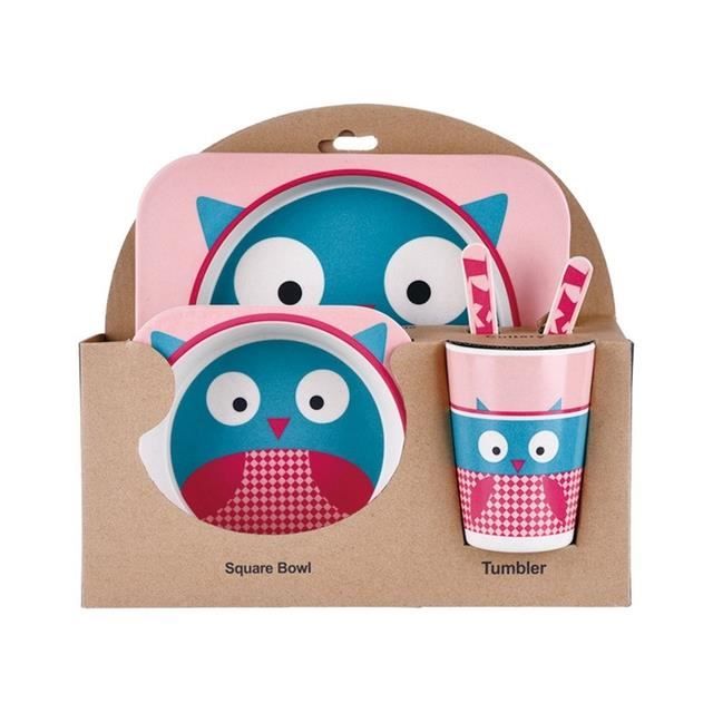Ensemble de vaisselle en bambou pour enfants - YWEI - Assiette ...