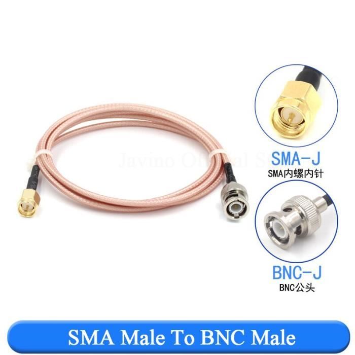 SMA-J à BNC-K - 50 cm - Câble de connexion RF mâle à femelle RG316, adaptateur écrou'extension ...