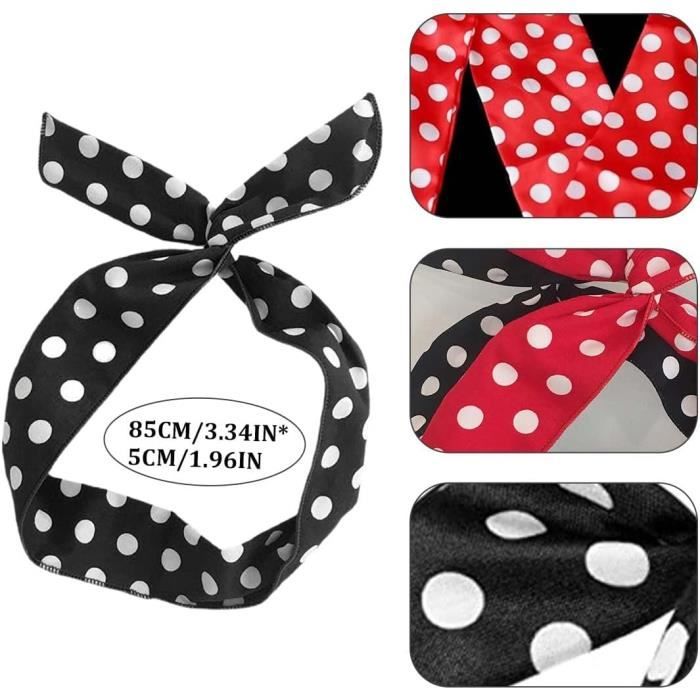 2 Pièces Bandana - Bandeaux À Pois Rouges Noirs Pour Filles Et Femmes ...