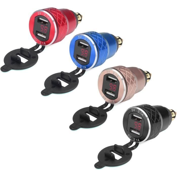 12V-24V 4.2A Voltmeter Red Motorcycle Dual Usb Din Socket Pour Bmw Moto ...