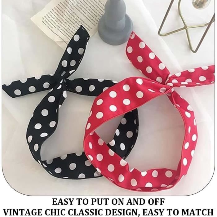2 Pièces Bandana - Bandeaux À Pois Rouges Noirs Pour Filles Et Femmes ...