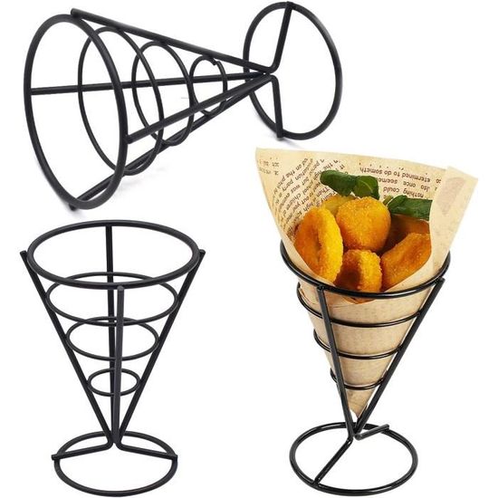 Présentoir de Frites Stand,Noir 3 pièces Cornet à Frites Conique ...