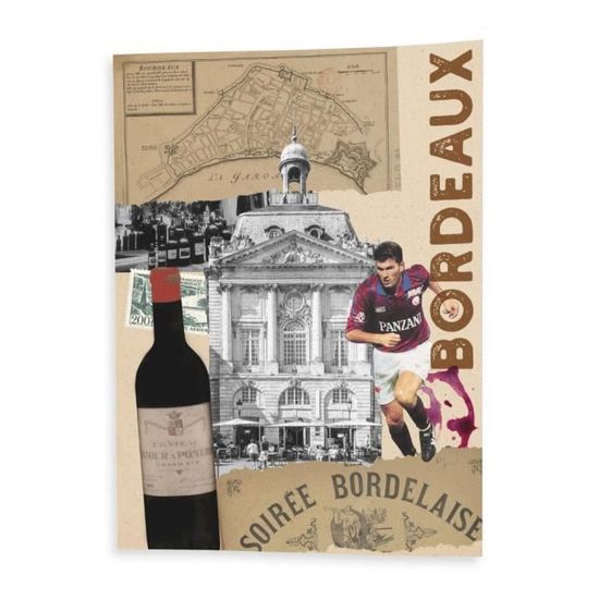 Affiche Poster Bordeaux Collage Ville France Vin Voyage 61cm x 86cm - Cdiscount Maison