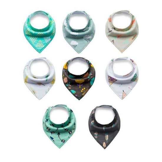 XINGFU-Bavoir bébé 8 Pièces Ensemble Bandana Bavette en Coton Avec ...