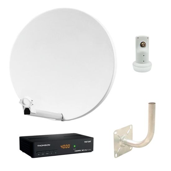 Pack HDSAT Parabole Satellite Fibre Blanche 60cm + LNB Single + Décodeur Satellite HD TNTSAT ...