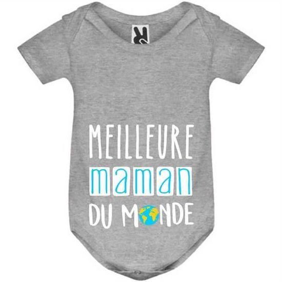 Body bébé - Manche Courte - Bébé Garçon - gris - MEILLEURE MAMAN DU ...