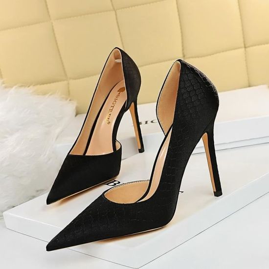 Escarpin Femme - Sexy Talon Haut - Bout Pointu - Noir 10cm - Achat ...