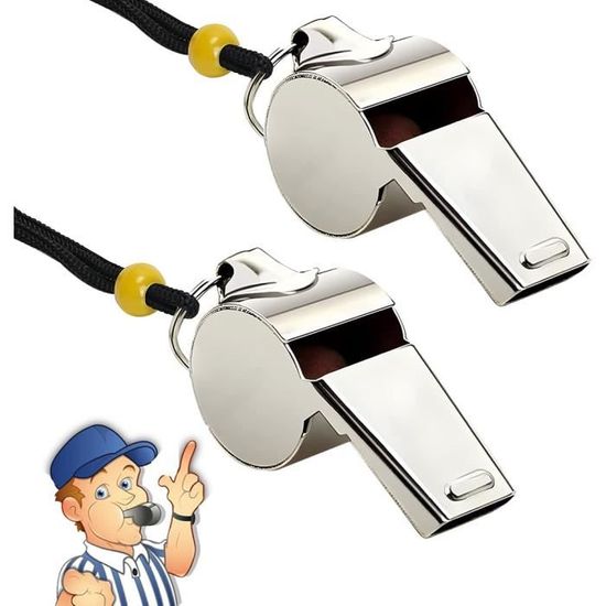 FUKPO 2 Pièces Sifflet Arbitre, Sifflet Puissant Acier Inoxydable Lot ...