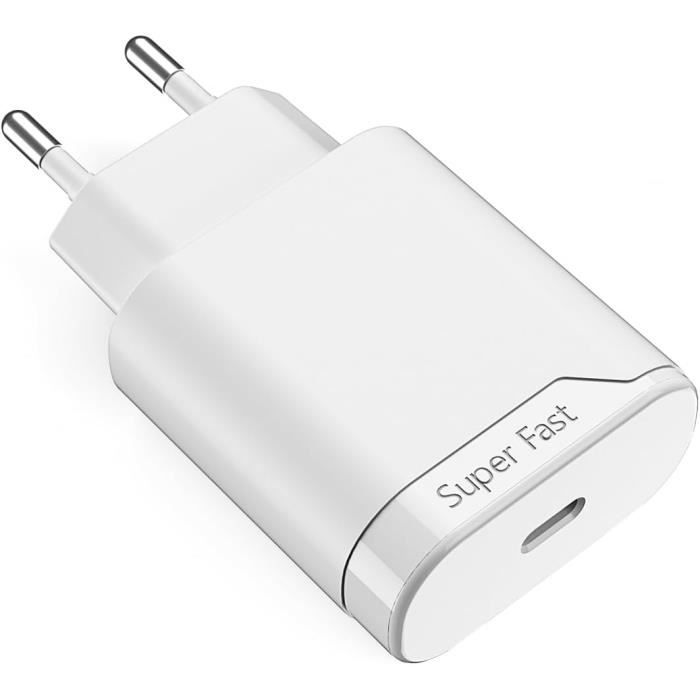 Prise USB C, 20W Embout Chargeur Rapide pour iPhone 15, 15 Plus, 15 Pro ...