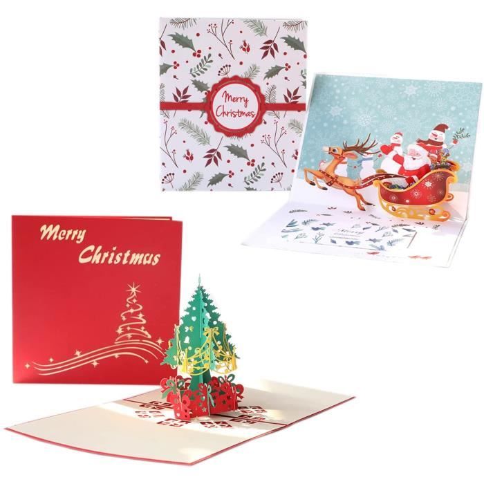 Carte de voeux de Noël 3D carte de Noël Cartes Père Noël 3D Cartes De ...
