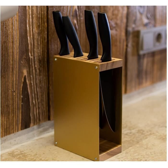 Support de couteaux de cuisine en bois et métal rectangulaire A290 ...