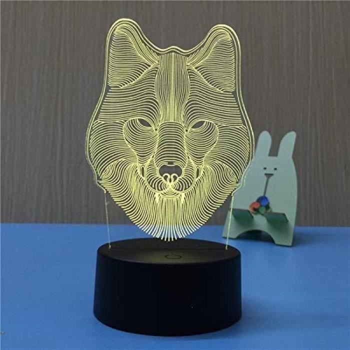 3D Night Light Night Lamp Sleeping Light Wolf Head 3D LED Lampe Night ...