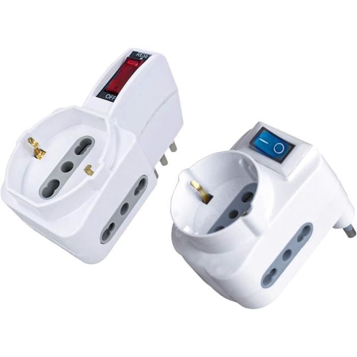 Adaptateur Triple Avec Interrupteur Multiprise Avec 2 Prises 2P + E 10 ...