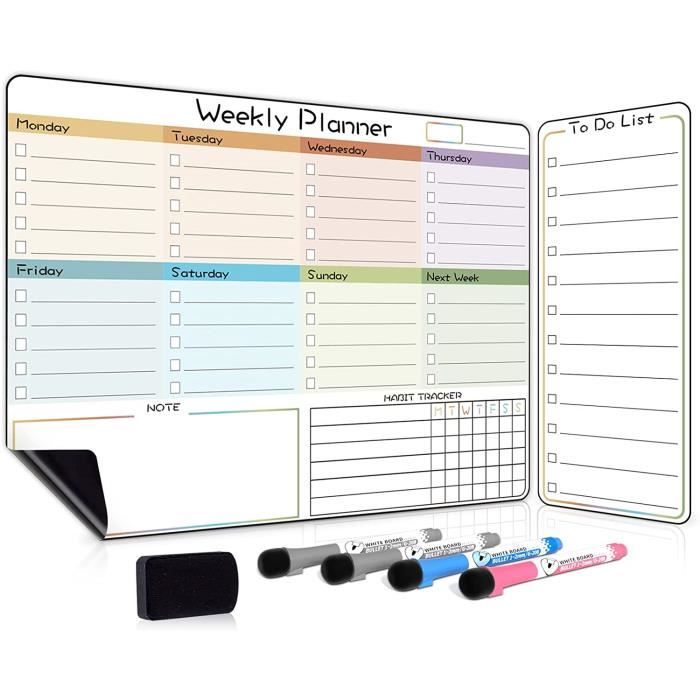 Planning Hebdomadaire Magnétique Calendrier pour Frigo et Petit Tableau ...