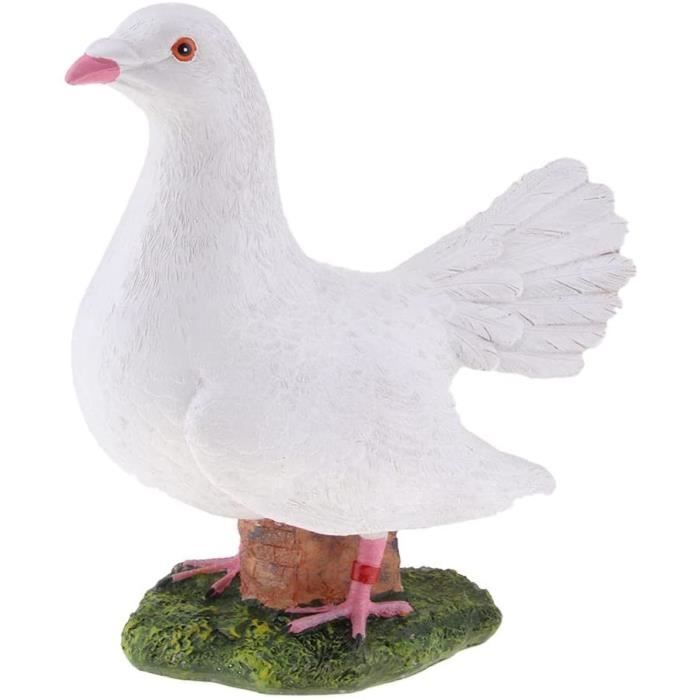 AJW-Oiseau Pigeon Réaliste Statue Ornement Figure artificielles Blanc A ...