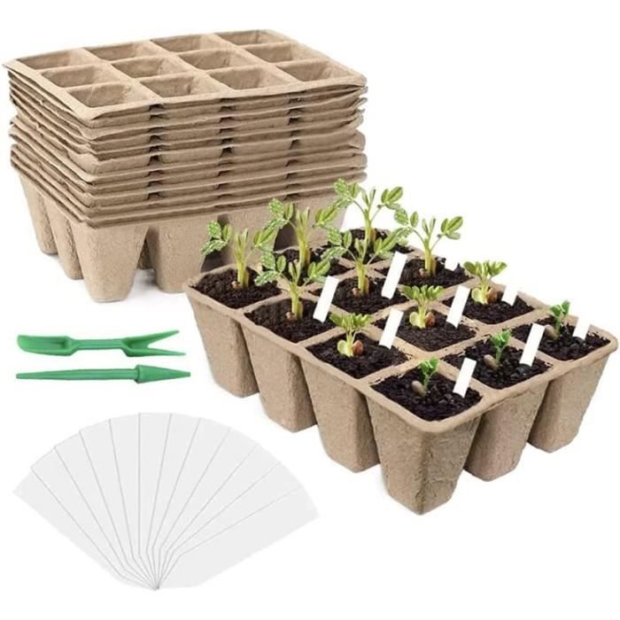 Lot de 144 plateaux de semis biodégradables pour légumes, fruits ...