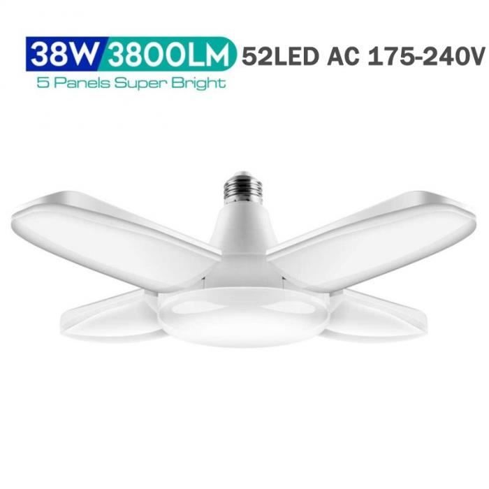 (52LED White 175-240V|38W)Ampoule LED E27 pliable 38W 40/52, économie d'énergie, éclairage ...