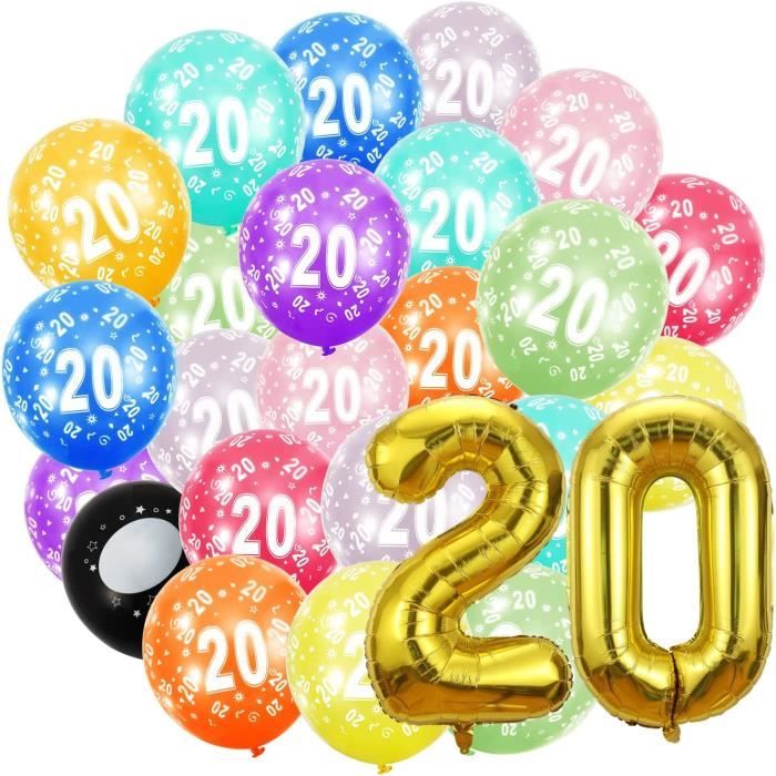 [I684]Ballons Anniversaire 20 Or - 100Cm - Ballon Chiffre 20 Numéro 20 ...