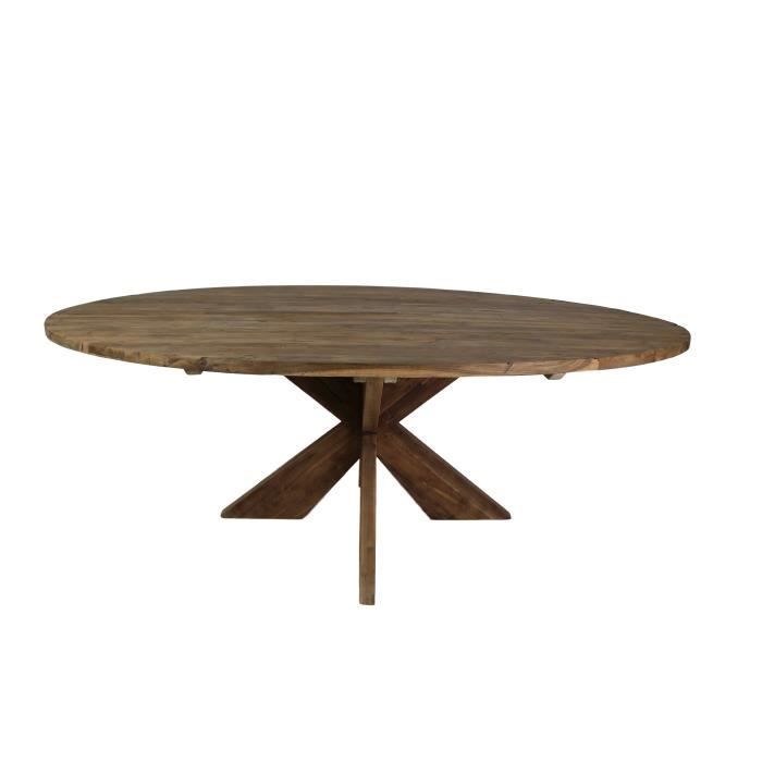 Table de repas ovale avec pied entrejambe 180x100 cm vintage teck ...
