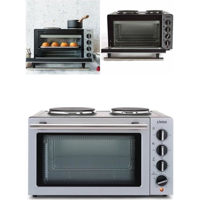 Mini four 30L 3300W avec 2 plaques électriques 5 Modes de cuisson ...