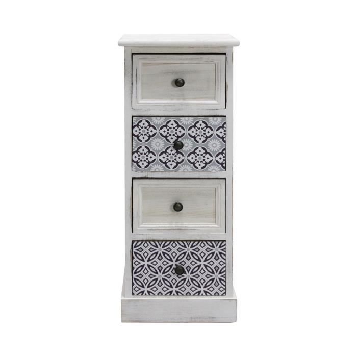 Rebecca Mobili Commode Table de Chevet Étroite Bois MDF Blanc Gris 4 ...