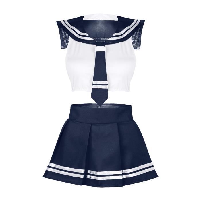 Déguisement Sexy Femme Écolière Mini Jupe Plisée Japonaise Uniformes