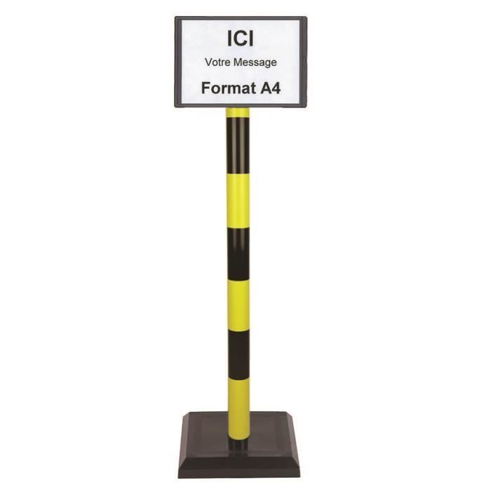 Poteau PVC grande hauteur Jaune/Noir sur socle lester 3kg avec support ...