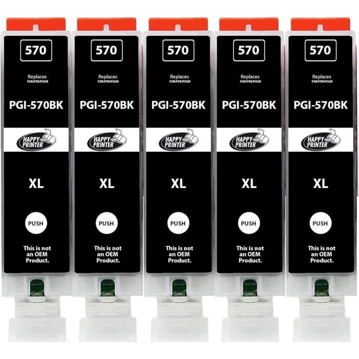 5 Xl Cartouches Compatibles Avec Canon Pgi-570 Pgbk Pour Pixma Mg5700 ...