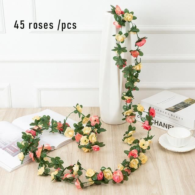 PLANTE ARTIFICIELLE,45 roses 5--Guirlande de fleurs artificielles pour ...