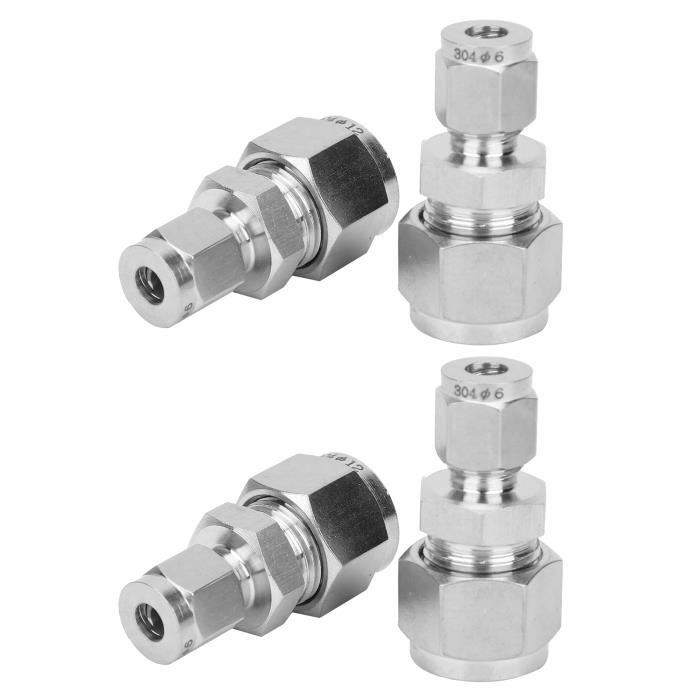 Zerone raccord pour tube de compression 4 pièces adaptateur de tube droit à double virole en ...
