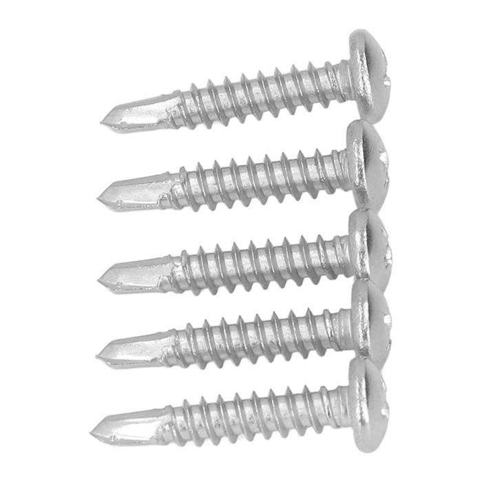 Zerone Jeu de vis autoperceuses 100 pièces vis auto-perceuse tête ronde 304 attaches en acier ...