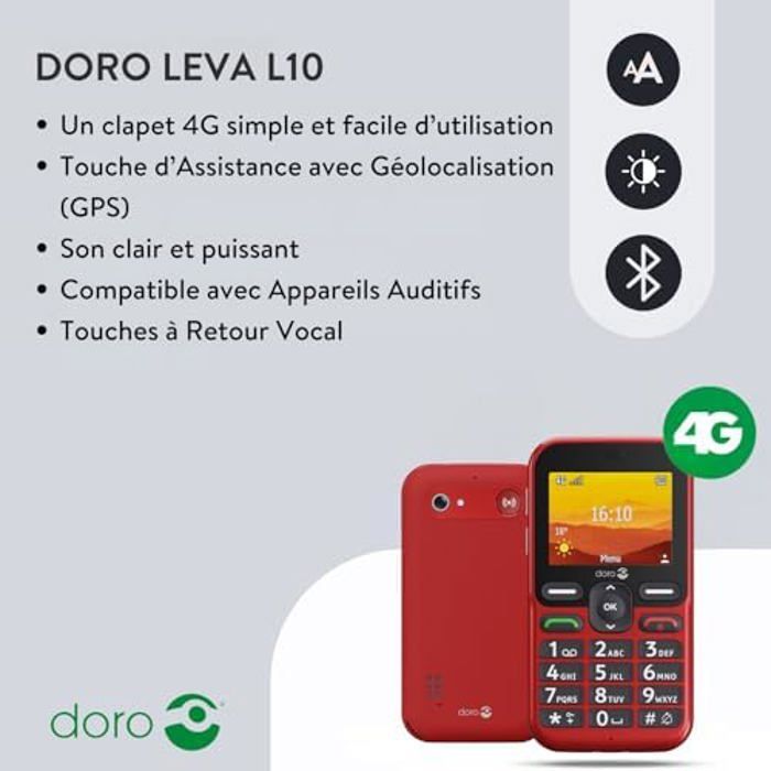 Téléphone Portable - Doro - Leva L10 - Écran 2,4" - Son Puissant ...