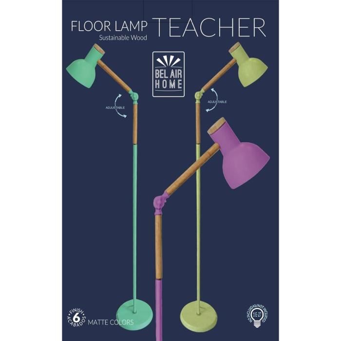 Lampadaire Teacher | Design Moderne, Métal Et Bois | Compatible E-27 ...