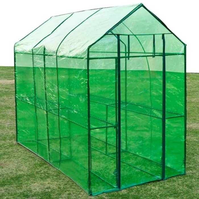 Serre de jardin en acier - MEUBLECHIC - 120x240x190 cm - Vert - Cadre ...