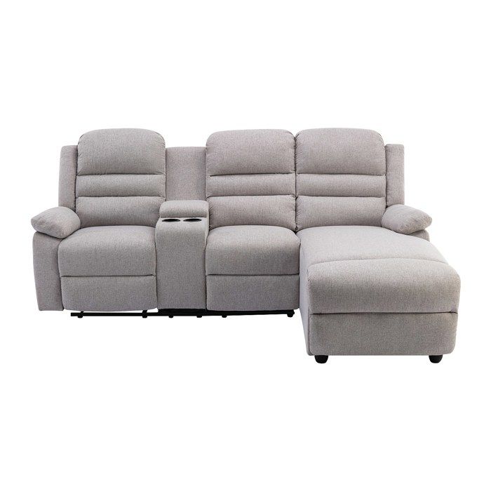 Canapé d'angle droit relax en tissu beige MACEDONIA - Cdiscount Maison