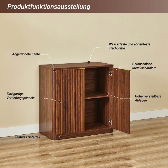 Buffet moderne 80x40x80 cm avec panneaux en relief étagères réglables ...