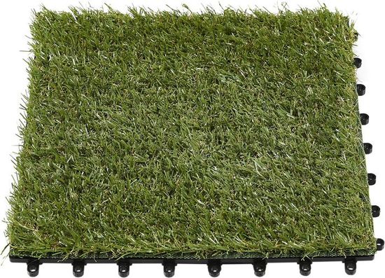 Lot de 10 Dalles de Gazon Artificiel pour Balcon ou terrasse 30 x 30 cm = 0,9 m² - Vert.[Q102 ...