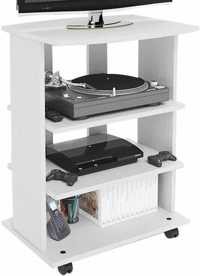 Meuble TV en Bois MDF avec 3 étagères, Porte Console de Jeux DVD et 4 ...