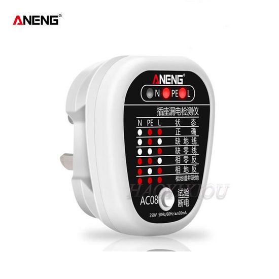 Testeur de prise électrique AC08 portable, 220V ~ 250V, Détecteur de ...