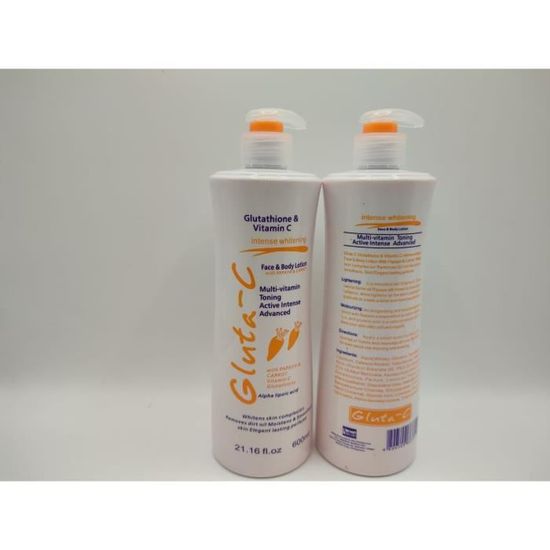 Lait corporel - Gluta C - 600ml - Élimine les tâches sombres - Éclaircit naturellement - Pour ...