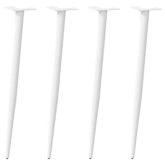 Pieds de table console coniques 4 pièces Blanc 72-73 cm Acier ...