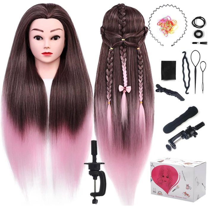 Tete a Coiffer, 75 cm 100% de Cheveux Synthétiques pour le Salon ...