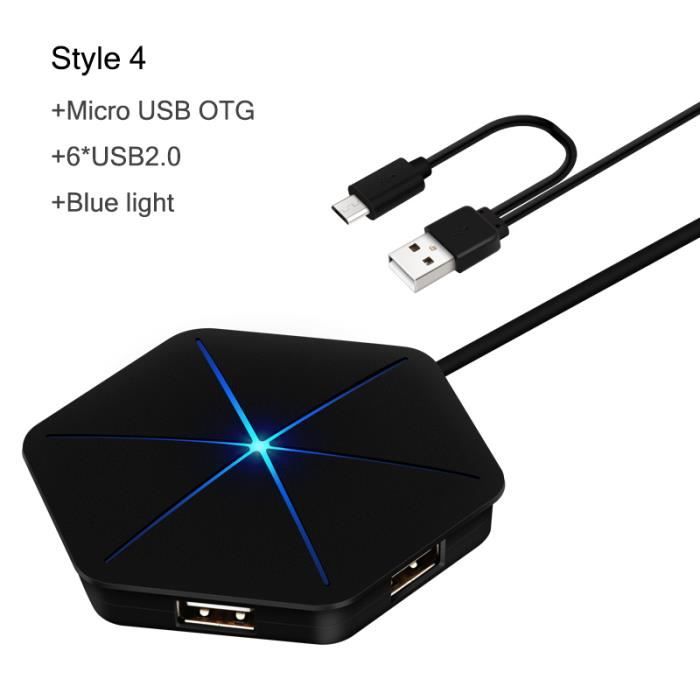 Style 4 USB OTG - Hub répartiteur de câble 6 ports USB 2.0 et 3.0 avec ...